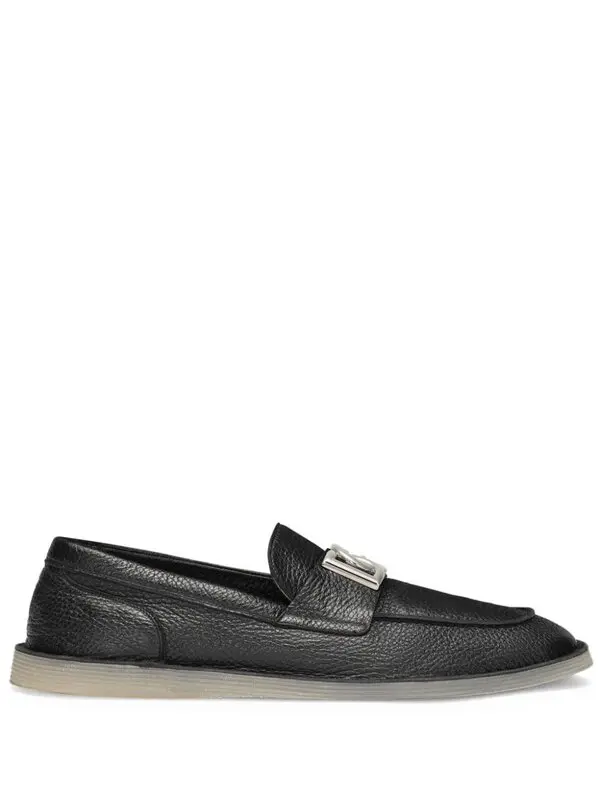 Dolce & Gabbana Deerskin Loafers With Dg Logo - Black