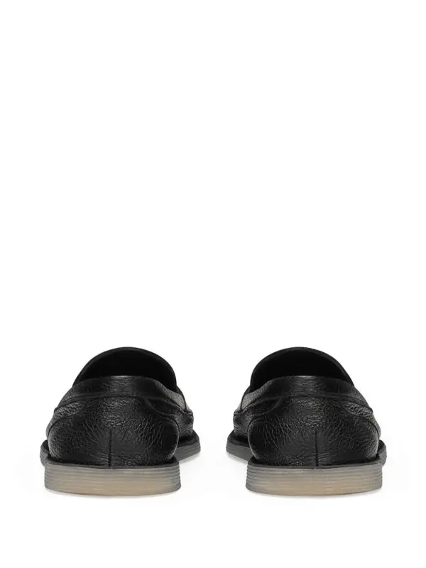 Dolce & Gabbana Deerskin Loafers With Dg Logo - Black