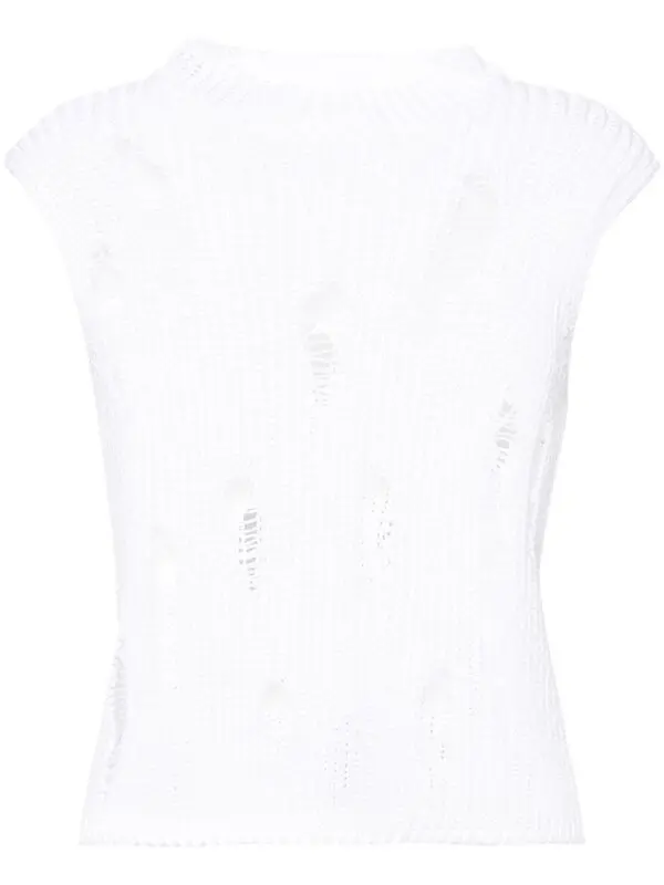 Gauchere Distressed Cotton Vest - White