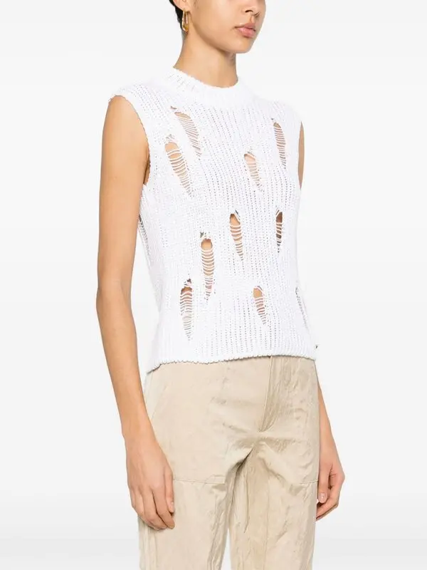 Gauchère Distressed Cotton Vest - White