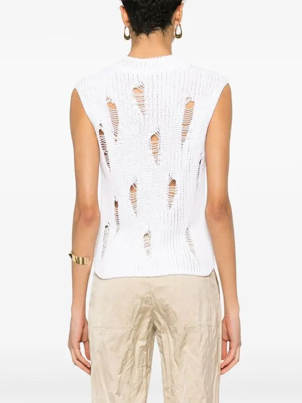 Gauchère Distressed Cotton Vest - White
