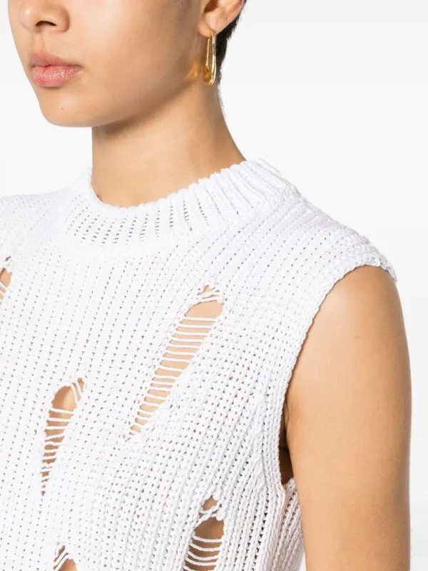 Gauchère Distressed Cotton Vest - White