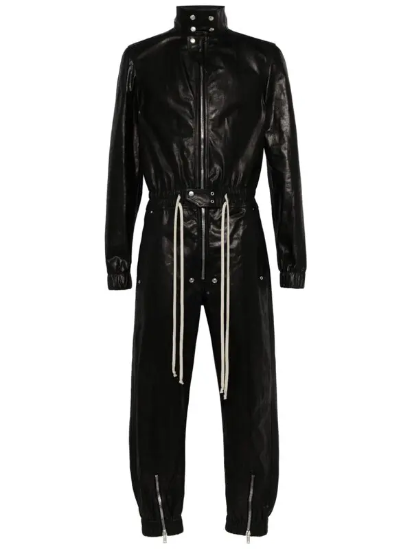 Rick Owens Tapered-leg Leather Jumpsuit - Black