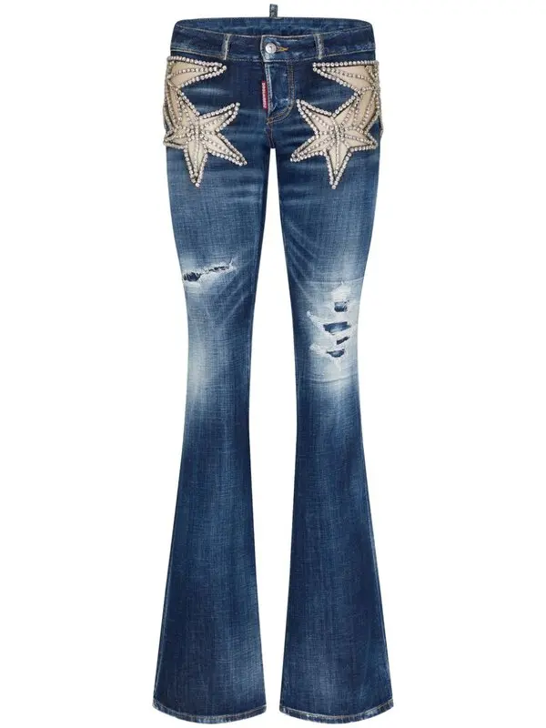 Dsquared2 Crystal-embellished Star-appliqué Jeans