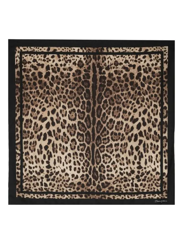Dolce & Gabbana Leopard-print Silk Scarf - Brown