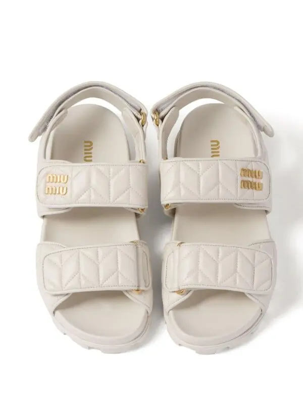 Miu Miu Matelassé Sandals - Neutrals