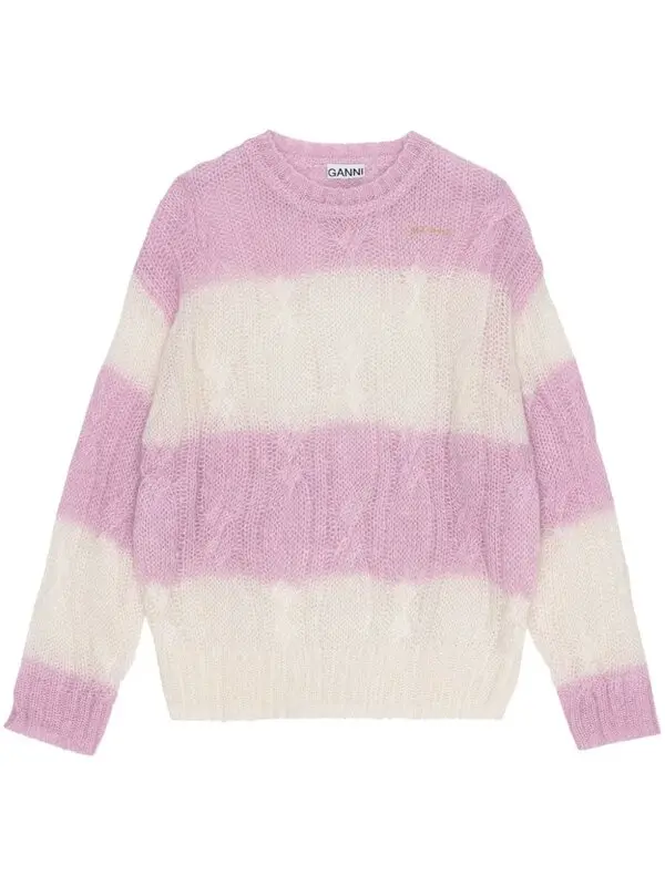 GANNI Striped Cable-knit Jumper