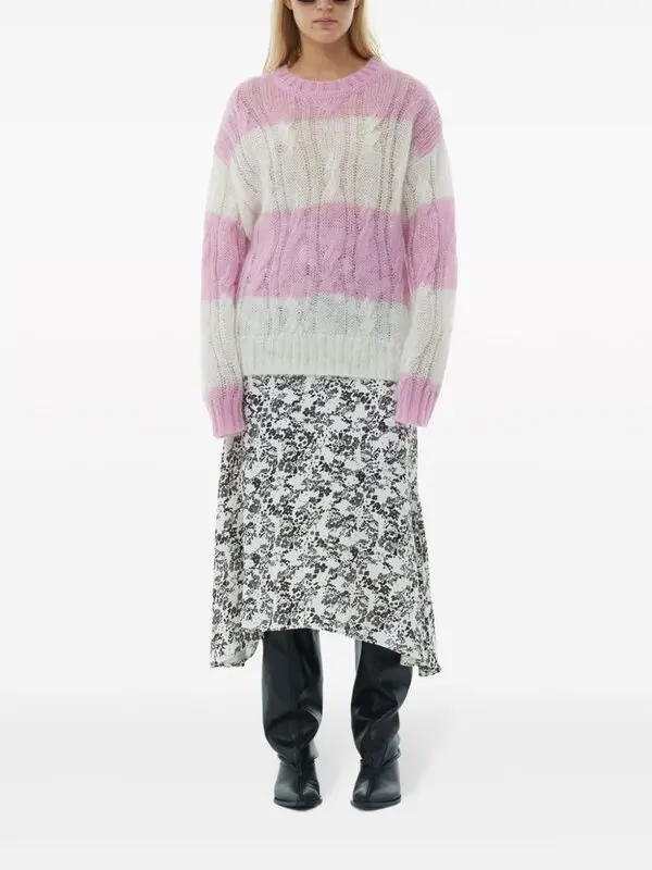 GANNI Striped Cable-knit Jumper