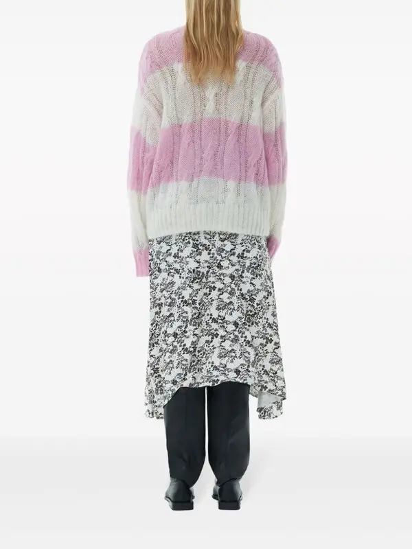 GANNI Striped Cable-knit Jumper