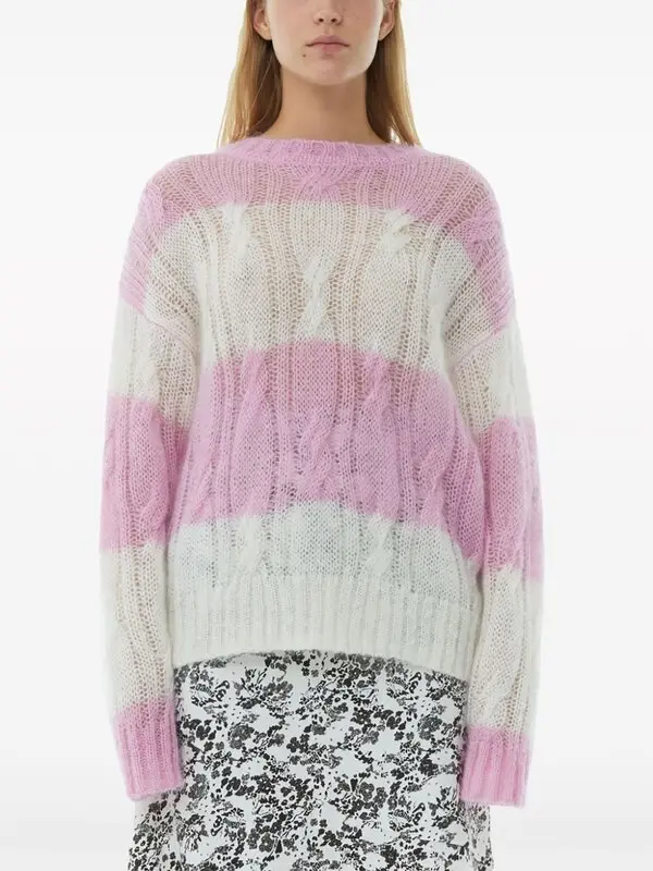 GANNI Striped Cable-knit Jumper