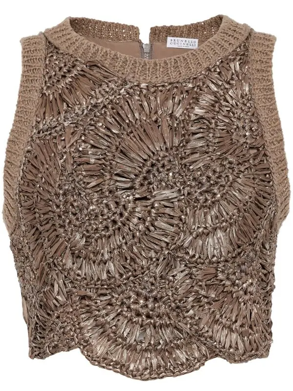 Brunello Cucinelli Opera Embellished Knitted Top