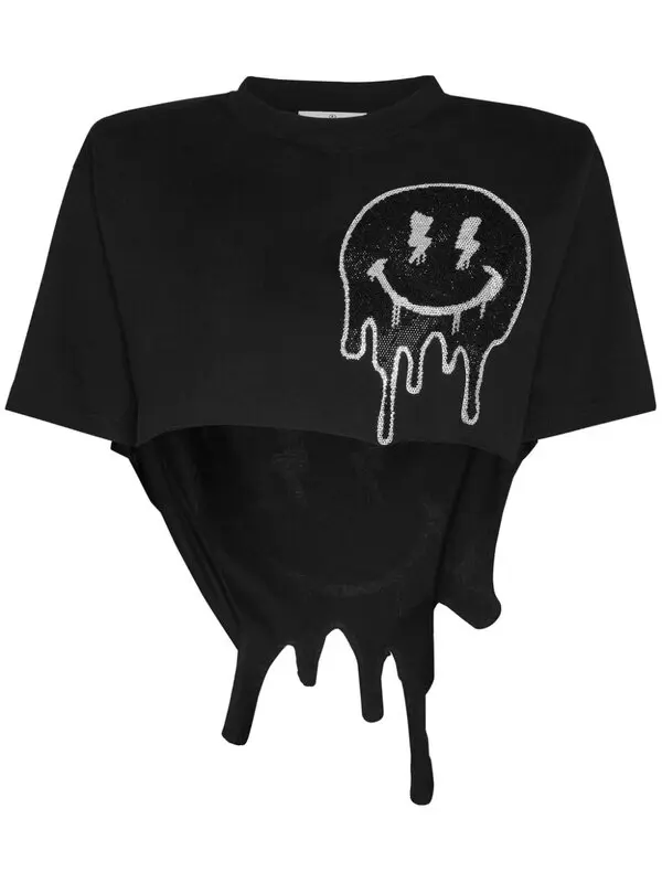 Philipp Plein Smiley Face Cropped T-shirt