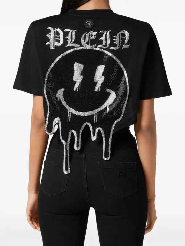 Philipp Plein Smiley Face Cropped T-shirt