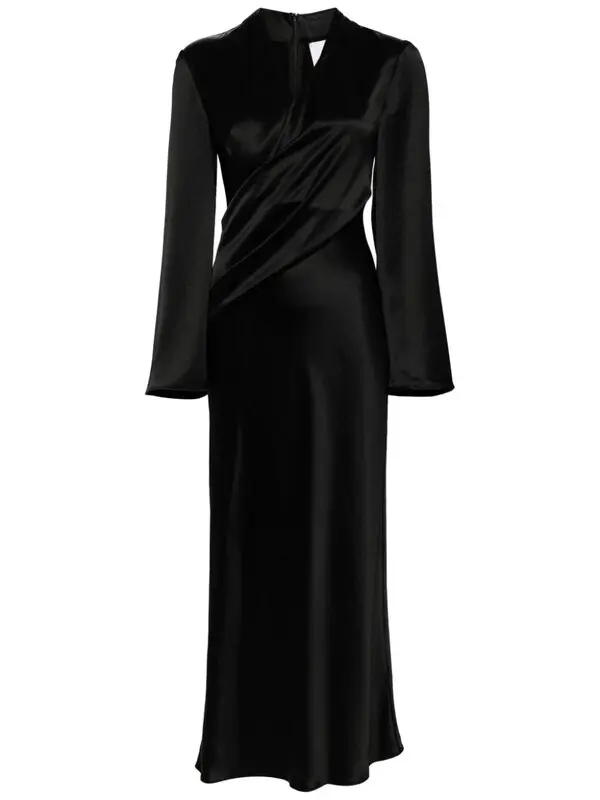 Acler Picadilly Satin Ankle-length Dress - Black | Editorialist