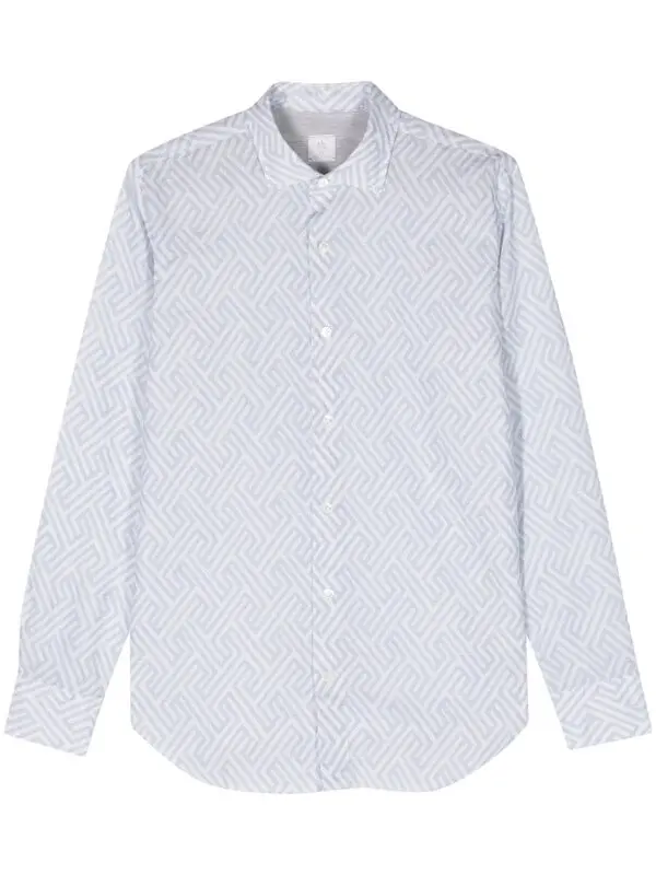 Eleventy Geometric-print Button-up Shirt