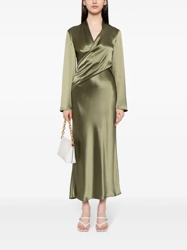 Acler Picadilly Satin Midi Dress - Green | Editorialist