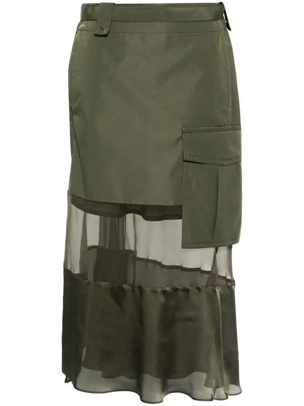 Sacai Belted Panelled Asymmetric Skirt