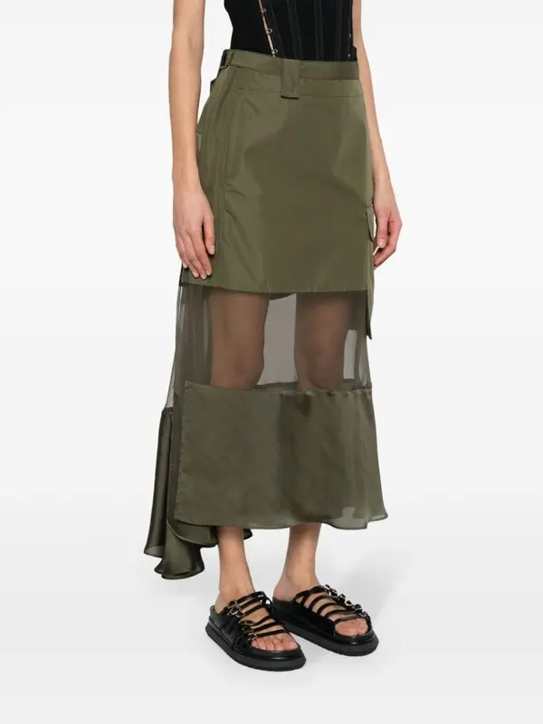 Sacai Belted Panelled Asymmetric Skirt