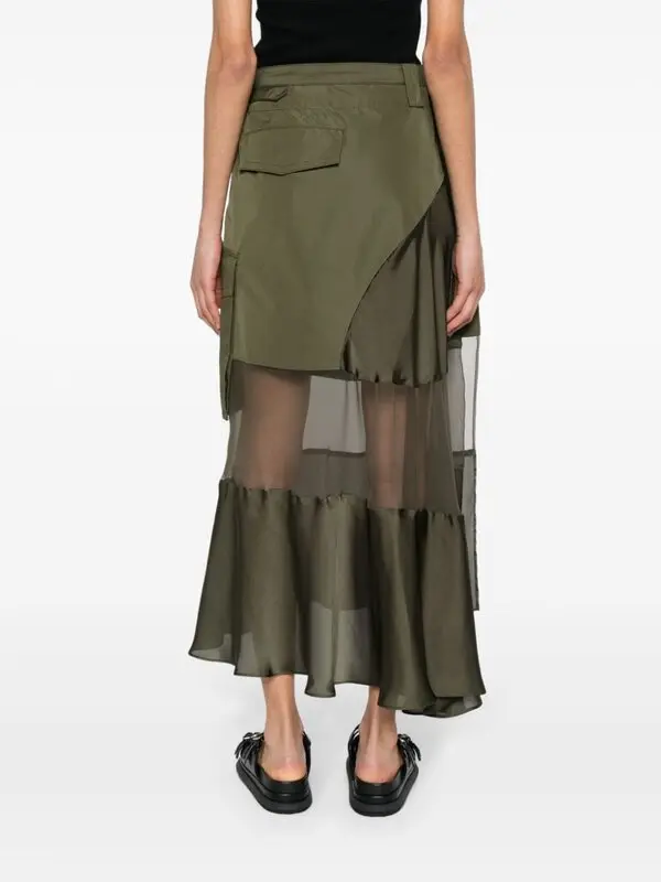 Sacai Belted Panelled Asymmetric Skirt