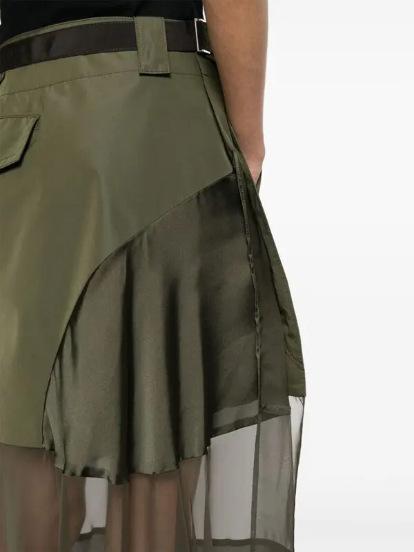 Sacai Belted Panelled Asymmetric Skirt