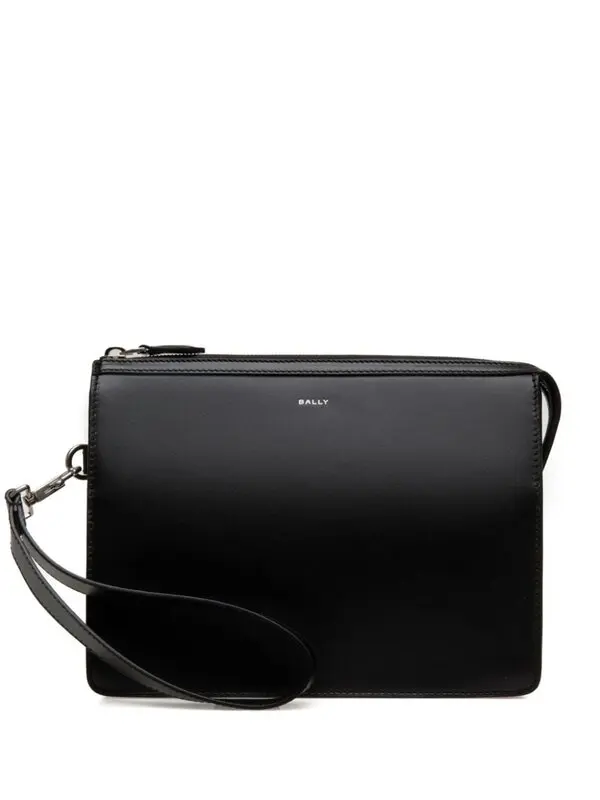 Bally Logo-debossed Leather Clutch Bag - Black