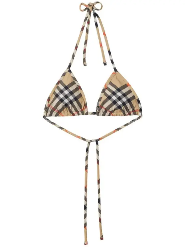 Burberry Check-pattern Triangle Bikini Top - Neutrals