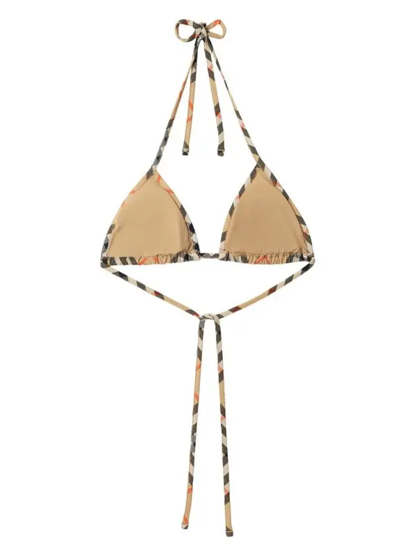 Burberry Checked Halterneck Bikini Top - Neutrals