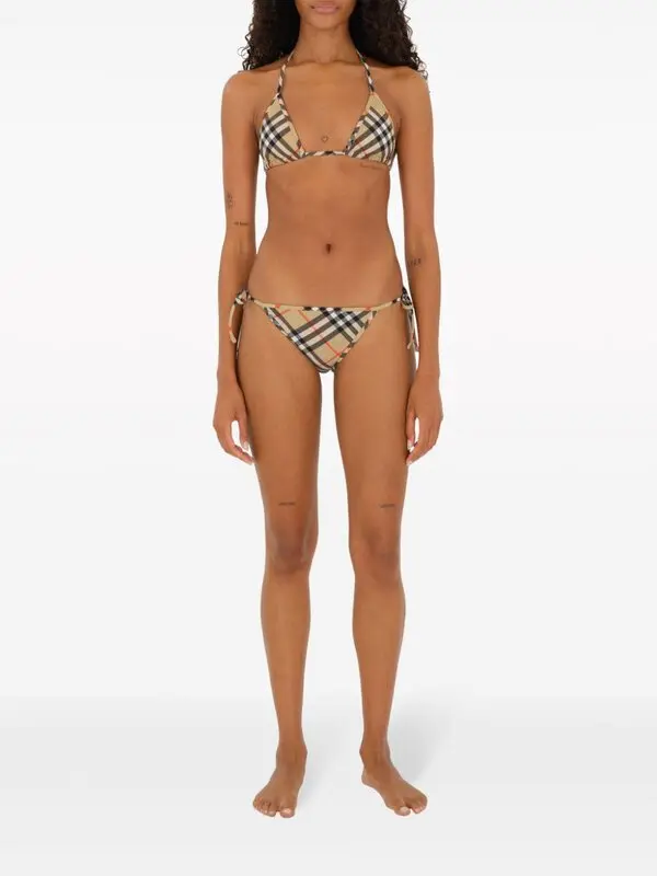 Burberry Checked Halterneck Bikini Top - Neutrals