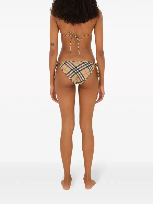 Burberry Checked Halterneck Bikini Top - Neutrals