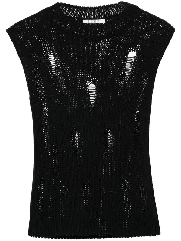 Gauchère Distressed Cotton Vest - Black