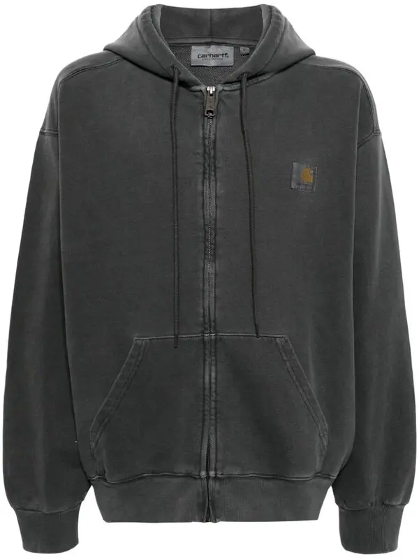 Carhartt Work In Progress Logo-appliqué Zip-up Hoodie - Grey