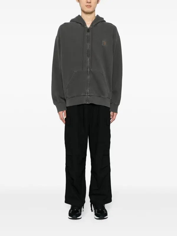 Carhartt Work In Progress Logo-appliqué Zip-up Hoodie - Grey