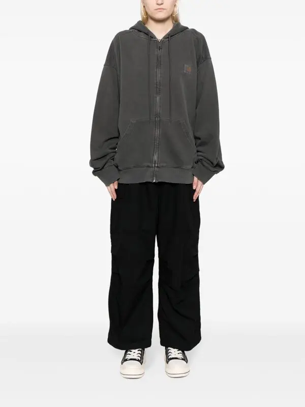 Carhartt Work In Progress Logo-appliqué Zip-up Hoodie - Grey