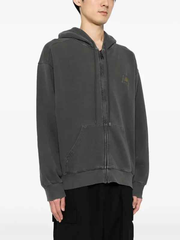 Carhartt Work In Progress Logo-appliqué Zip-up Hoodie - Grey