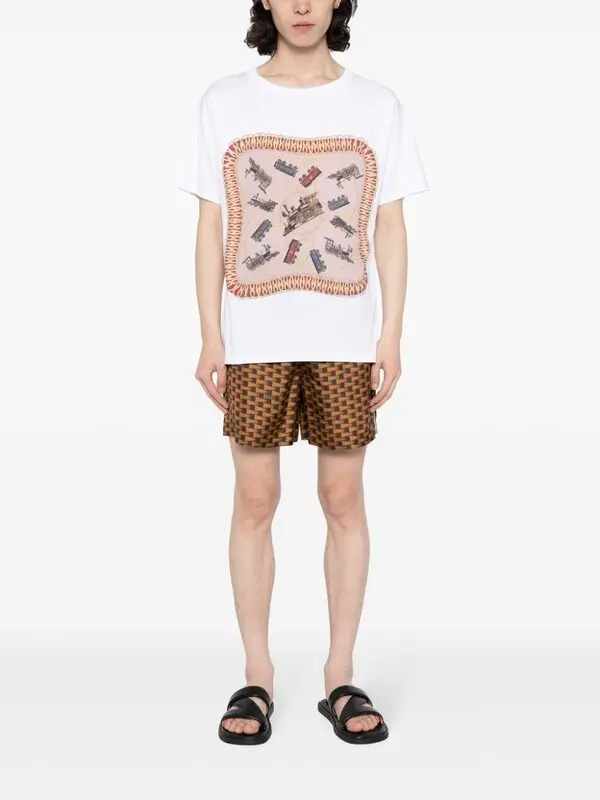 Bally Pennant-print Silk Shorts