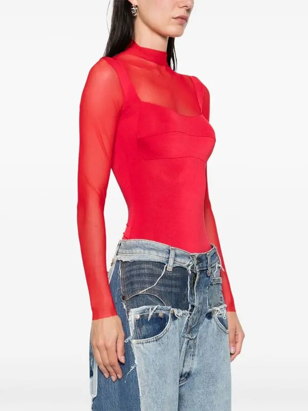 ATU BODY COUTURE Semi-sheer Bodysuit - Red
