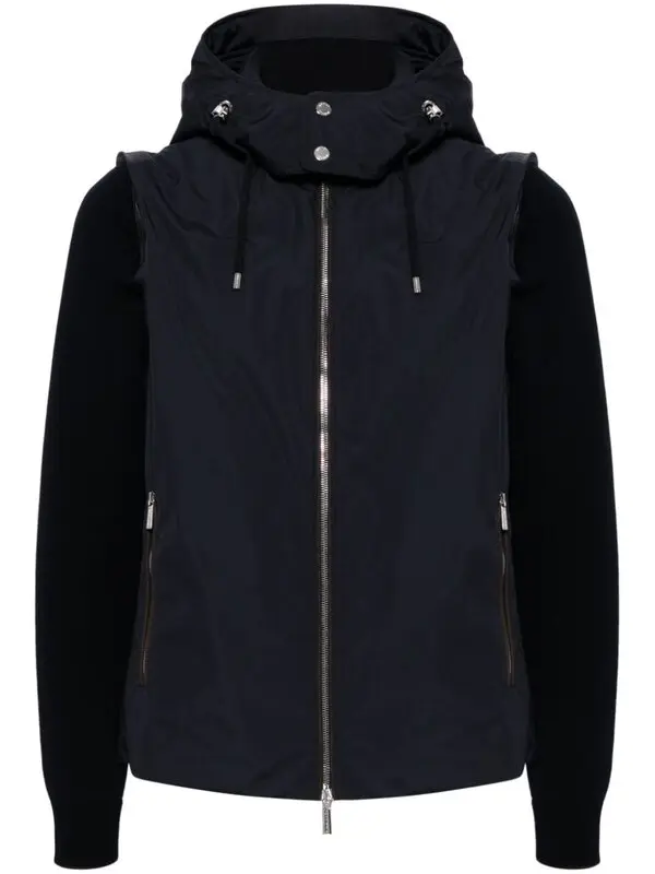 MOORER Contrasting Hooded Jacket