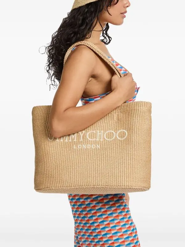 JIMMY CHOO East-west Raffia Tote Bag - Neutrals