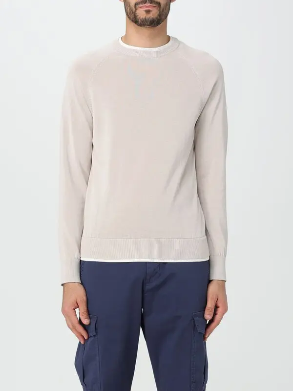 Eleventy Crew Neck Fine Knit Pullover - Beige