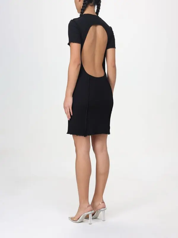 Palm Angels Ribbed Knit Dress With Open Back