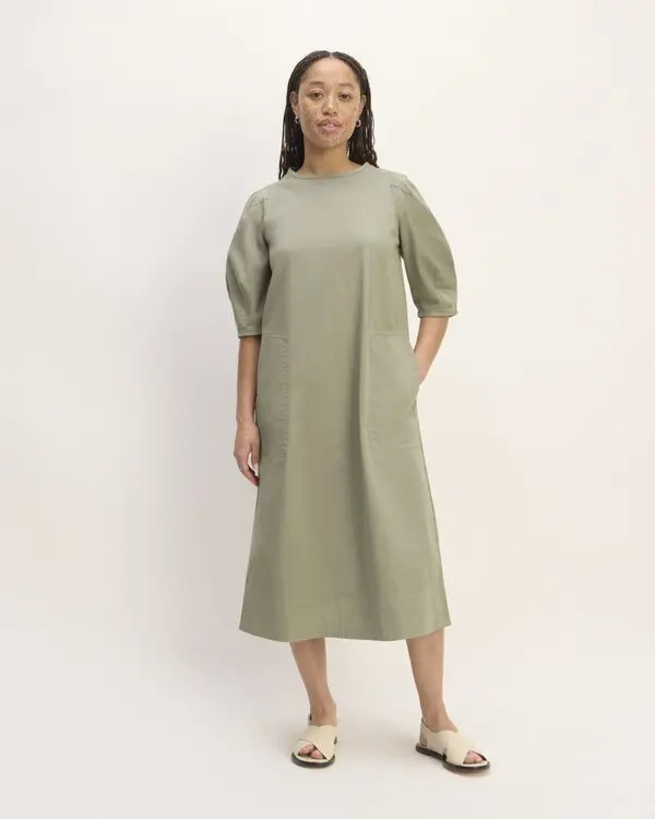 Everlane Short-sleeve Puff Midi Dress - Sage Green