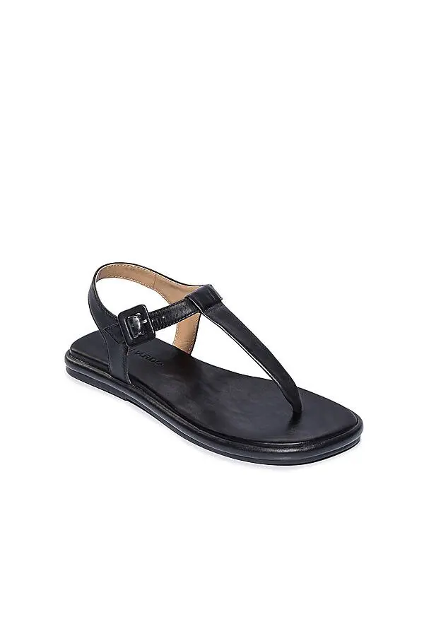 Bernardo Tucson Leather T-Strap Sandals Black Editorialist