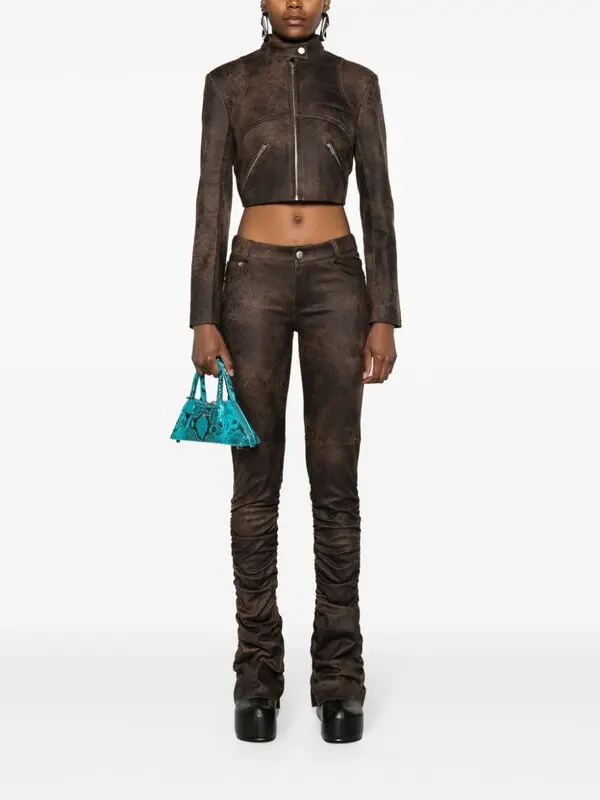 MISBHV Cracked Cropped Faux-leather Jacket