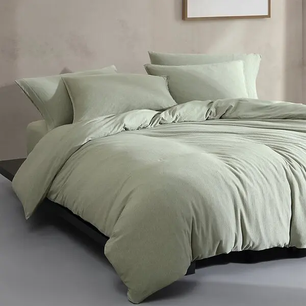 Calvin Klein Modern Melange Jersey 3 Piece Duvet Cover Set - Lichen Green