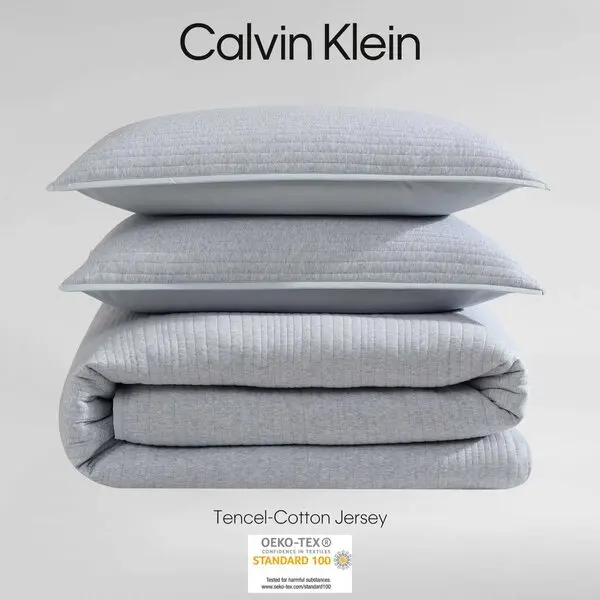 Calvin Klein Modern Ribbed Jersey 3 Piece Duvet Cover Set