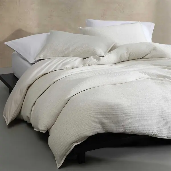 Calvin Klein Modern Ribbed Jersey 3 Piece Duvet Cover Set - Ivory/grey