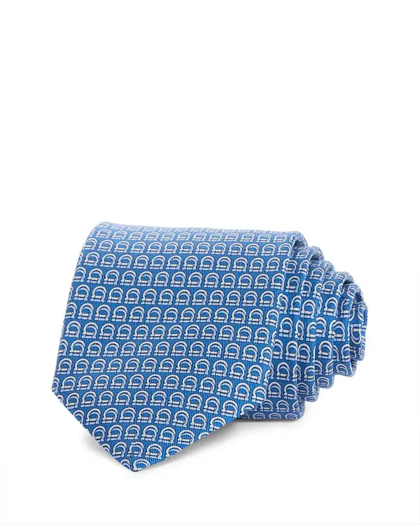 FERRAGAMO Linked Gancini Print Silk Classic Tie