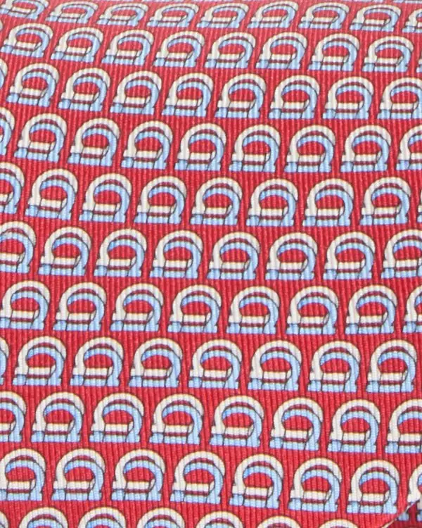 FERRAGAMO Linked Gancini Print Silk Classic Tie