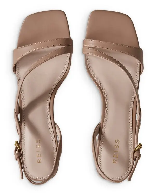 REISS Alice Square Toe High Heel Sandals - Nude