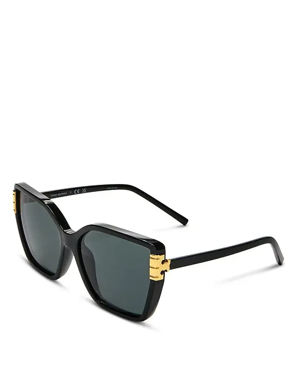 Tory Burch Flat Eleanor Square Sunglasses - Black